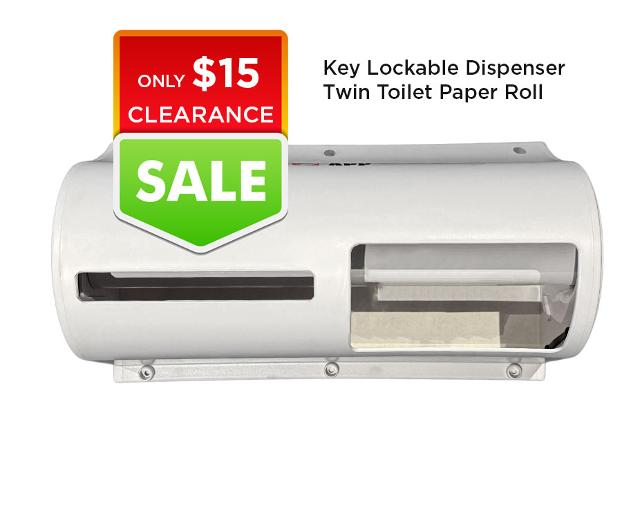 APP Twin Toilet Paper Roll Dispenser, Key Lockable in White - Agrade ...